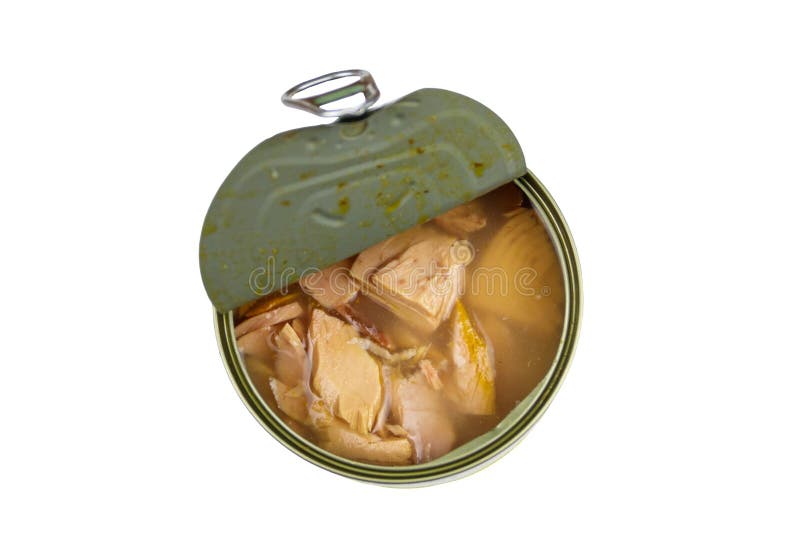 Open Tin Can of Tuna Fish Isolated on White Background Stock Image ...