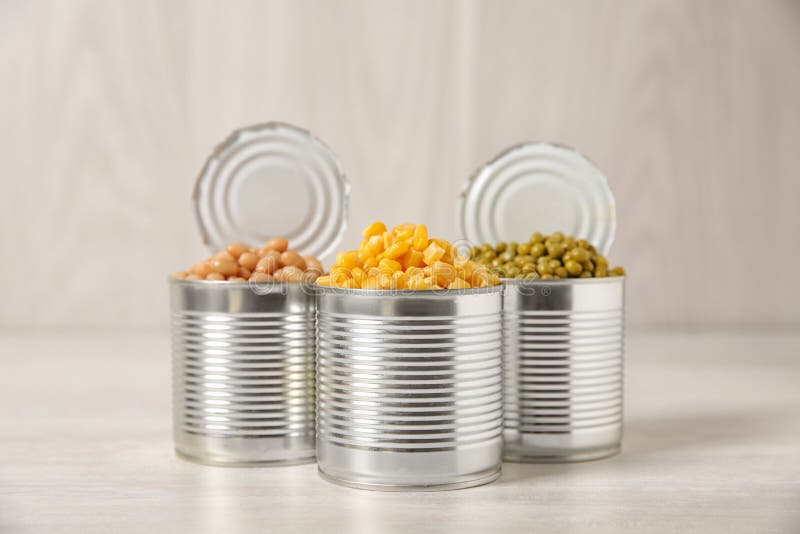 Open Tin Cans with Conserved Vegetables Stock Image - Image of mockup ...
