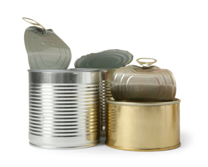 Open Tin Cans Isolated on White, for Design Stock Photo - Image of junk ...