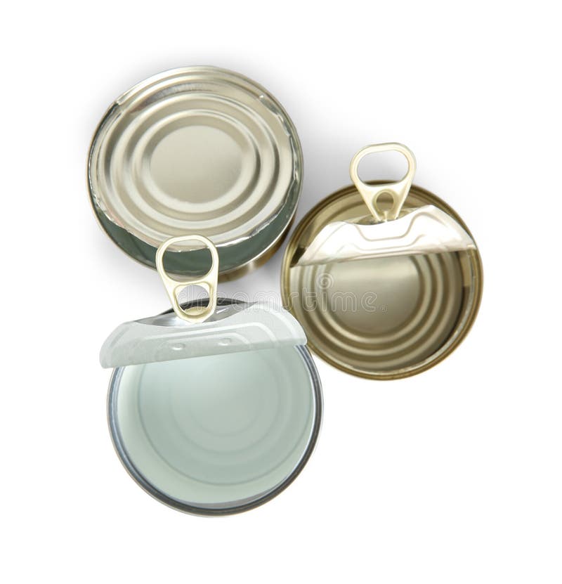 Open Tin Cans Isolated on White Stock Image - Image of meat, aluminum ...