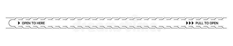Open To Here Series of Perforated Pull Tabs Stock Vector - Illustration ...