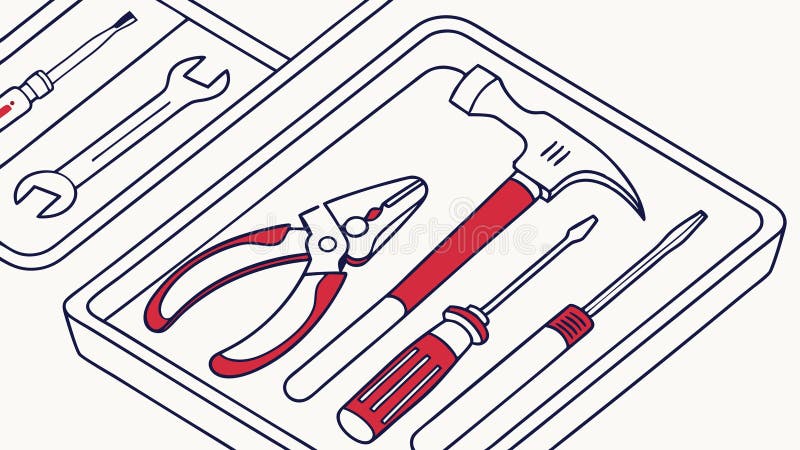 Open Toolbox with Hand Tools Like Pliers, a Hammer, Screwdriver, Vector Design Generative AI ...