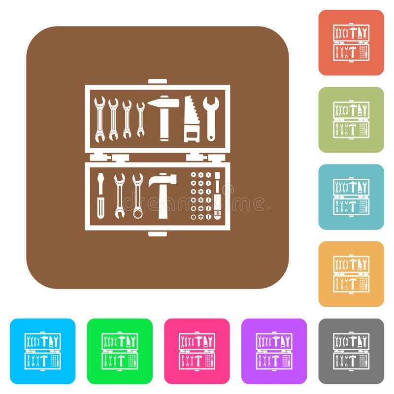 Open Toolbox Rounded Square Flat Icons Stock Vector - Illustration of ...