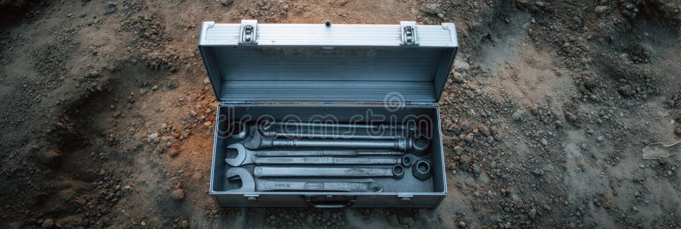 Open Toolbox with Wrenches on the Ground Reveals Tools Ready for Repair ...