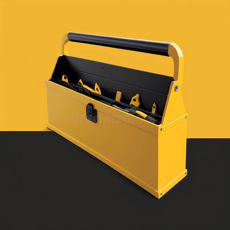 Open Toolbox with Tools on a Two-tone Background Stock Illustration ...