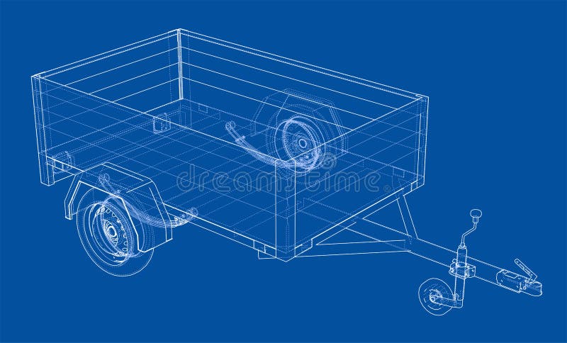 Open Trailer Sketch. Vector Stock Vector - Illustration of freightage ...