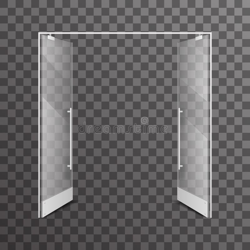 Open Transparent Shop Double Doors Realistic Glass Architectural Design ...