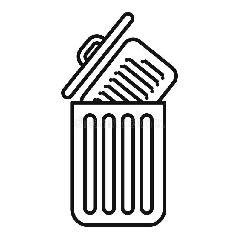 Open Trash Can Throwing Away Document Icon Stock Vector - Illustration ...