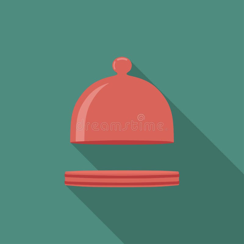 Open Tray and Cloche Icon. Vector Illustration with Long Shadow Stock ...