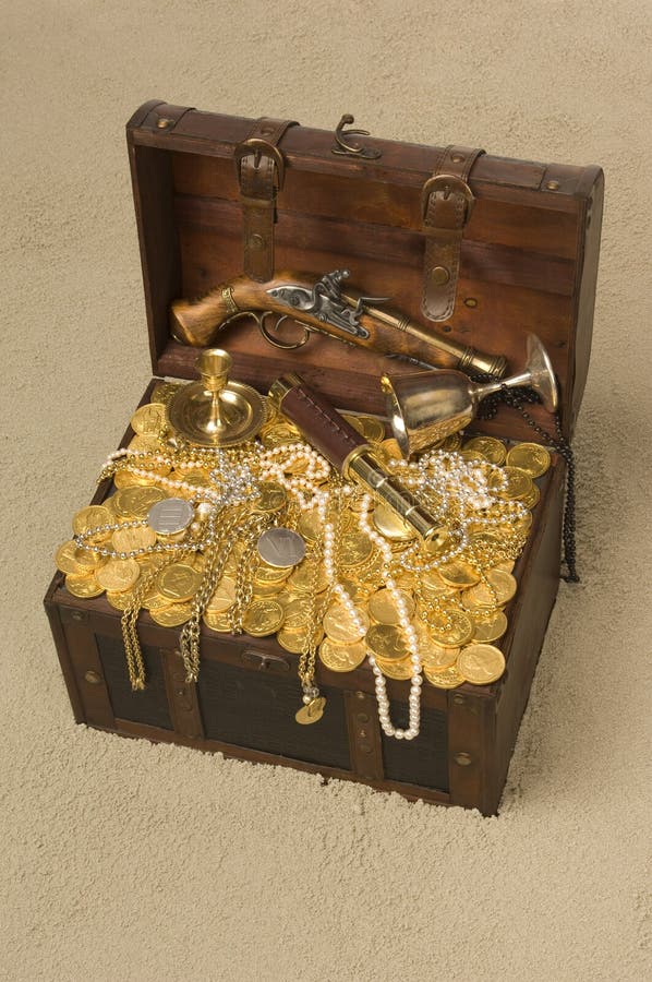 Open Treasure Chest stock photo. Image of pistol, jewelry - 15246990