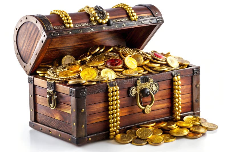 Open Treasure Chest Filled Full with Gold Coins. Stock Image ...