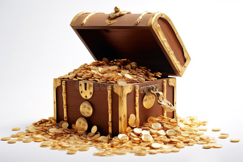 Open Treasure Chest with Shiny Gold. Stock Illustration - Illustration ...