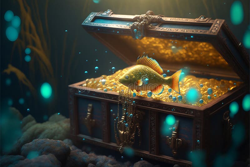Open Treasure Chest Underwater Stock Illustration - Illustration of ...
