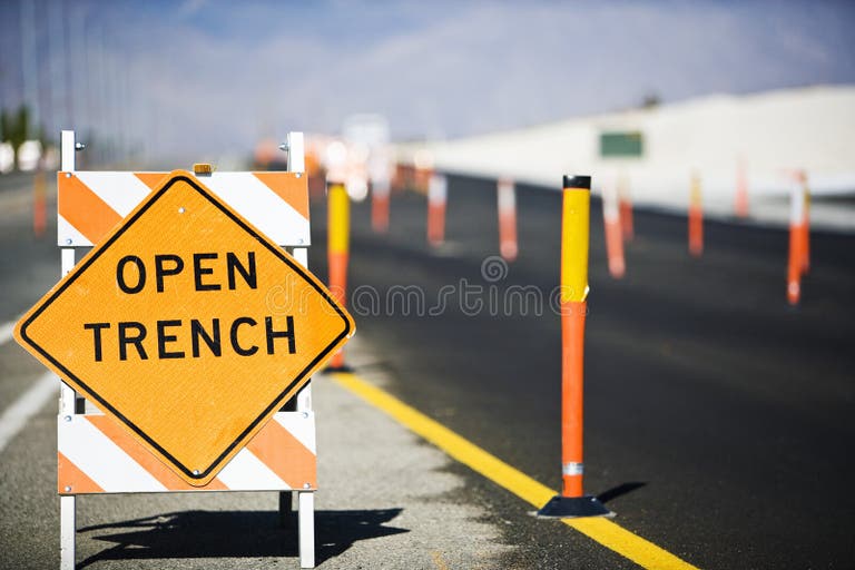Open Trench Sign stock image. Image of ditch, spell, information - 29647847