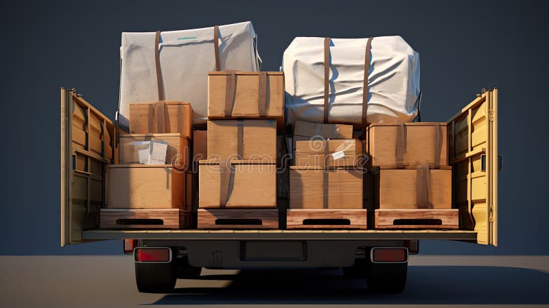 Open Trunk of a Truck with Things in Boxes Stock Image - Image of ...