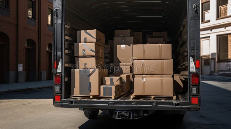 Open Trunk of a Truck with Things in Boxes Stock Image - Image of ...
