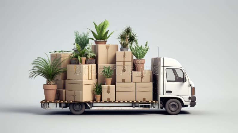 Open Trunk of a Truck with Things in Boxes Stock Illustration ...