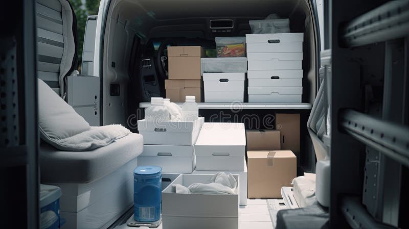 Open Trunk of a Truck with Things in Boxes Stock Photo - Image of ...