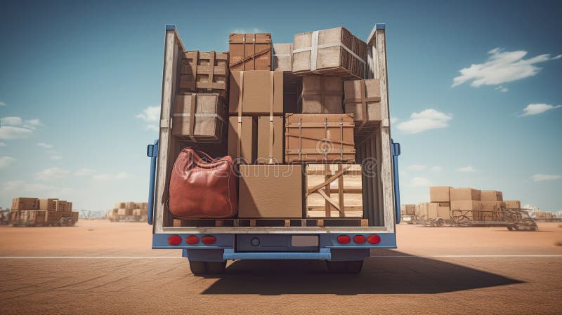 Open Trunk of a Truck with Things in Boxes Stock Image - Image of send ...