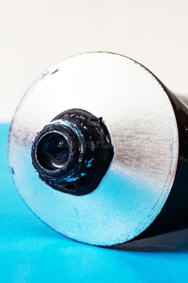Open Tube with Blue Paint on a Blue Background Stock Photo - Image of ...