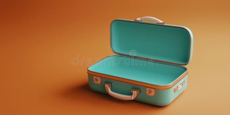 Turquoise Suitcase Standing. Concept of Tourism and Traveling Stock ...