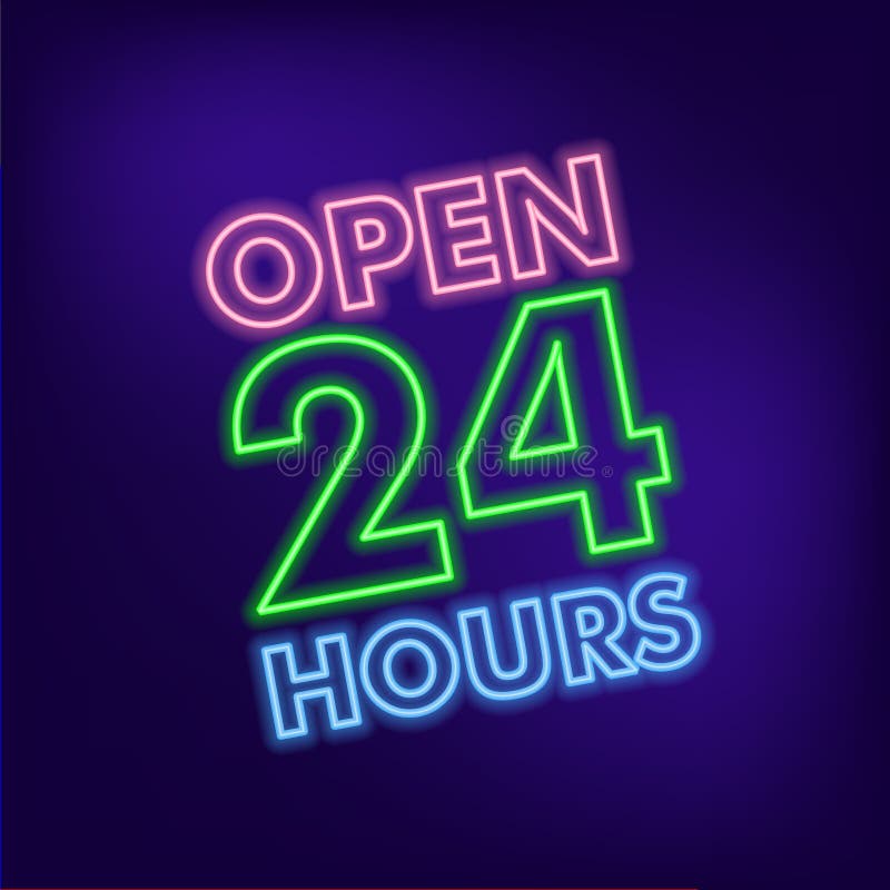 Open 24, Twenty Four Hour Icon Vector for Graphic Design, Logo, Web ...
