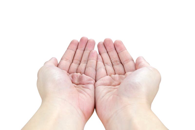 Open Two Hand Isolated on White Background Stock Image - Image of faith ...