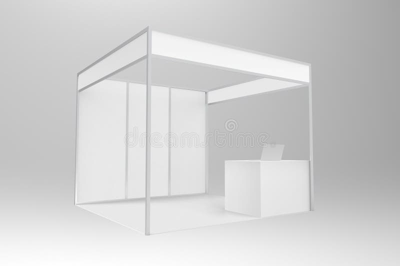 Open Type Square Trade Booth Render on Grey Background Showing 3 Blank ...