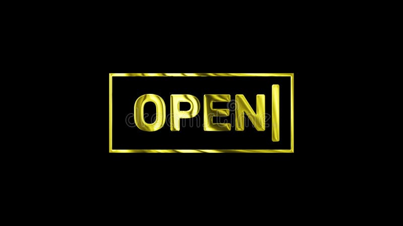 Open Typewriter Golden Text Animation, Open Sign Golden Luxury ...
