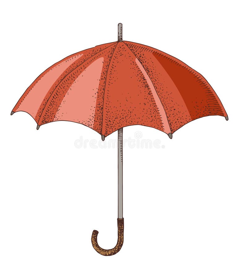 Open Umbrella Hand Drawn Illustration Stock Vector - Illustration of ...