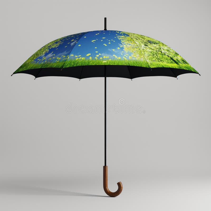 Open umbrella mockup stock illustration. Illustration of standing ...