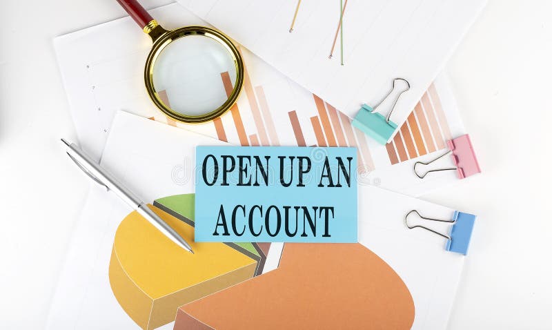 OPEN UP an ACCOUNT Ext on the Sticker on the Paper Diagram Stock Photo ...