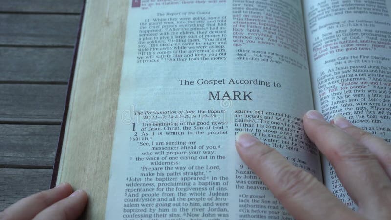 Open Up the Holy Bible To the Book of Mark in the Bible. Stock Video ...