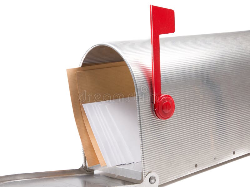 Open Usa Mailbox with Envelope on White Background Stock Photo - Image ...