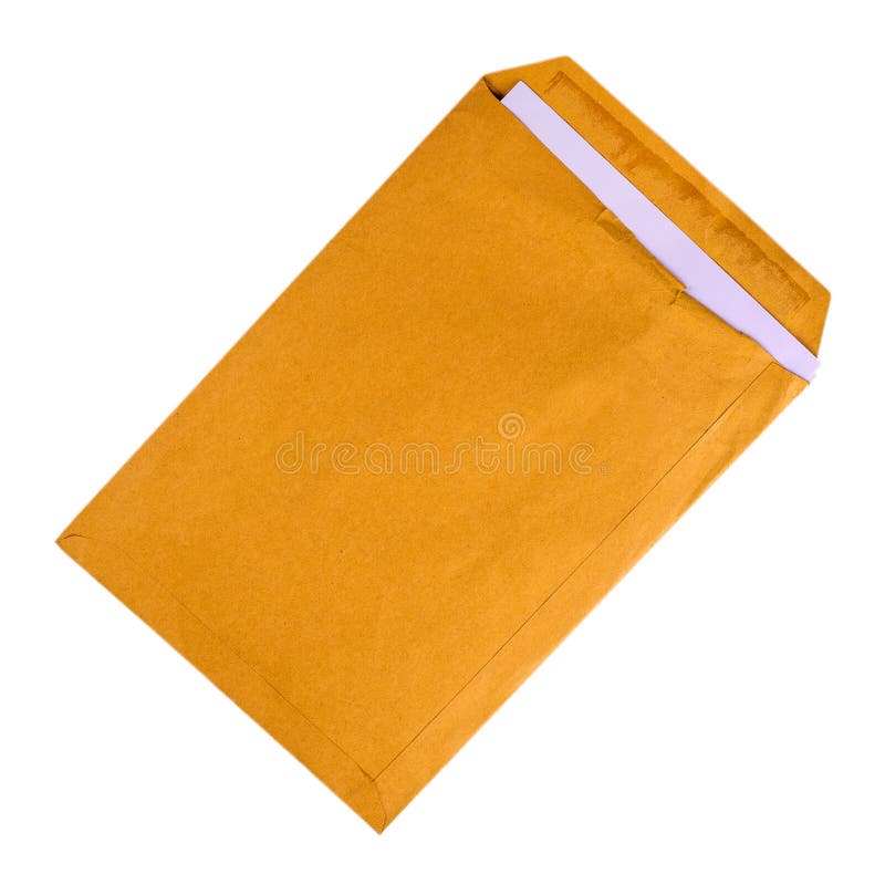Open Used Yellow Envelope Isolated on White Background Stock Image ...