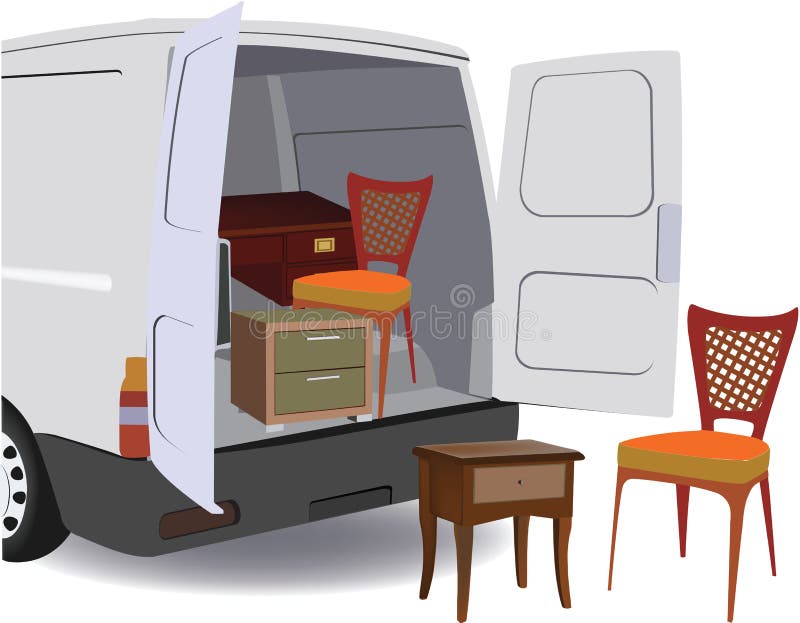 Cabined Van for Work and Material Transport Stock Vector - Illustration ...