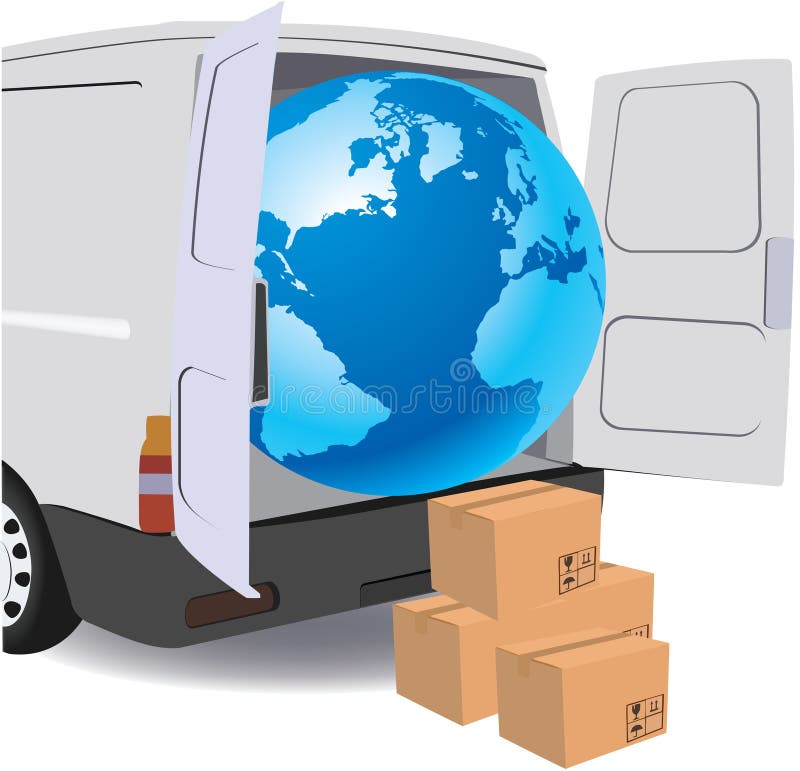 Cabined Van for Work and Material Transport Stock Vector - Illustration ...