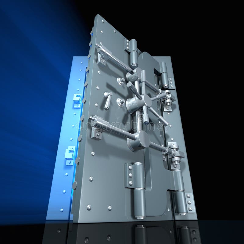 Open bank vault, 3D render stock illustration. Illustration of finance ...