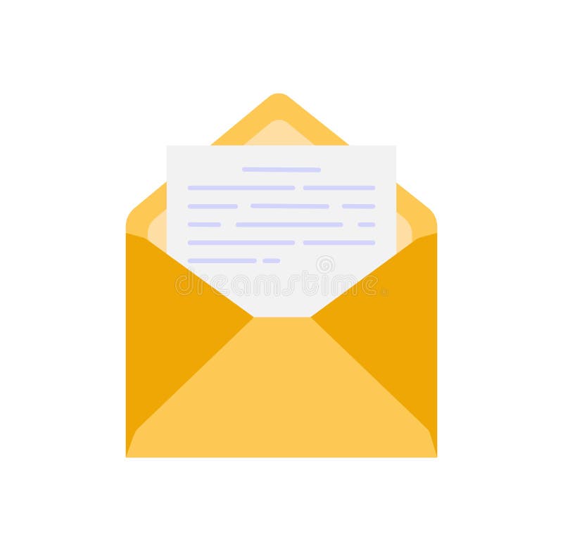 Open Vector Craft Envelope with Document. New Mail Letter. Sending ...