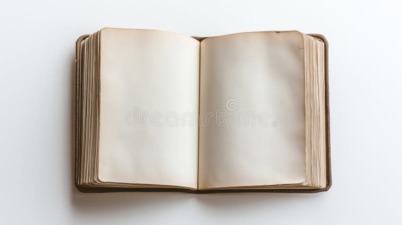 An Open Vintage Book with Blank, Slightly Aged Pages Lying Flat on a ...