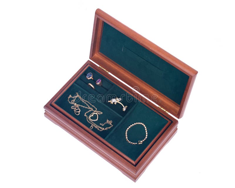 Open vintage jewelry box stock photo. Image of open, chain - 75880094