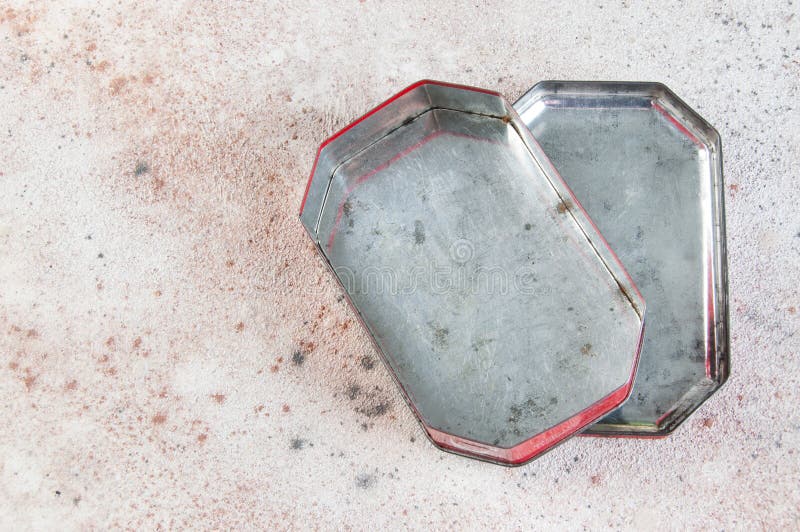 Open vintage tin box stock photo. Image of background - 132672054