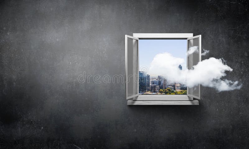 Open Vintage Window and Daylight Landscape View Outside Stock Image ...