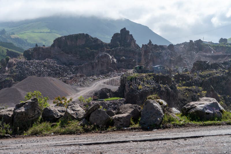 Open volcanic rock mine stock image. Image of earth - 236617459