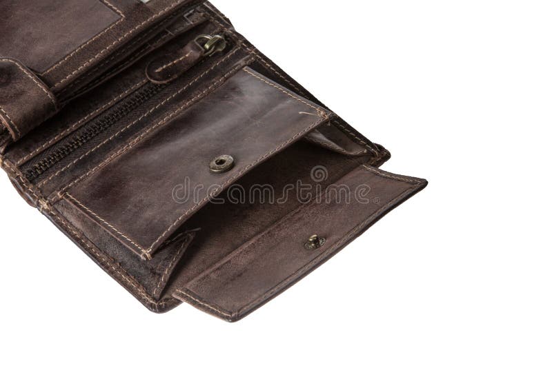 Open Wallet without Money Isolated on White Stock Image - Image of ...