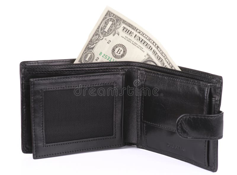 Open Wallet with One Dollar Stock Photo - Image of money, personal: 8622686