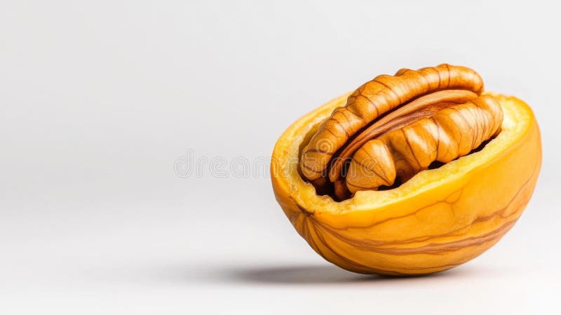 Open Walnut Half with Kernel Isolated on White Background Stock ...
