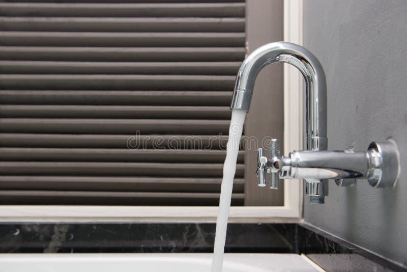 Open Water from Faucet in Bathroom Stock Photo - Image of refreshing ...