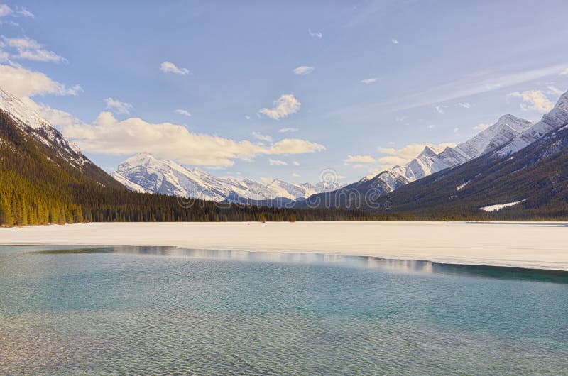 Open Water and Ice of Goat Pond in Winter Stock Image - Image of pond ...