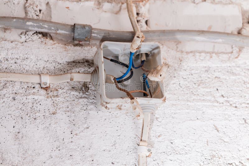 Open 6 Way Junction Box. Messy Tangled Cables Stock Image - Image of ...